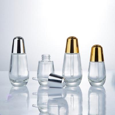 China Custom thick bottom oval 30ml 50 ml press pump dropper empty cosmetic makeup foundation bottle 30ml 50ml for sale