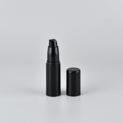 China Stock 15ml 30ml 50ml Black high end press pump plastic emulsion bottle frosted vacuum bottle for sale