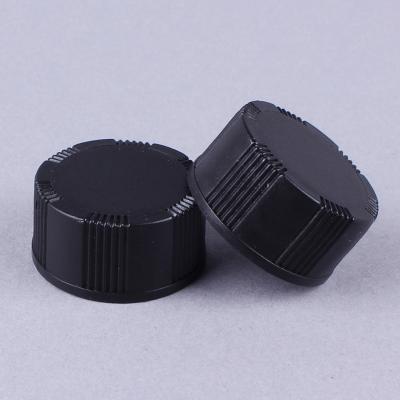China 20mm 20-400 Black Ribbed (Matte Top) Plastic Cap, Foam lined for sale