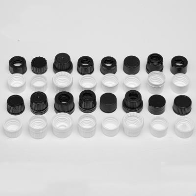 China Ribbed Plastic Tamper Evident Cap 18mm With Insert For Essential Oil Bottle for sale