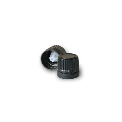 China 18mm Black tamper-evident dropper cap with Orifice Reducers for sale