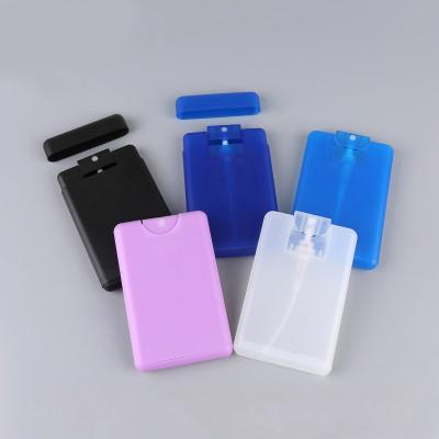 China 20ml plastic credit card pocket size flat perfume mist spray bottle in stock for sale