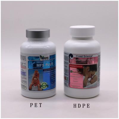China 400ml PET HDPE health care bottle, food grade gasket, bright white plastic bottle for sale