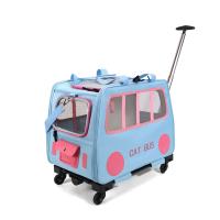 China Trolley 210D Polyester Four-Wheeled Box for Two Fat Cats Portable Foldable Pet Travel Bag for sale