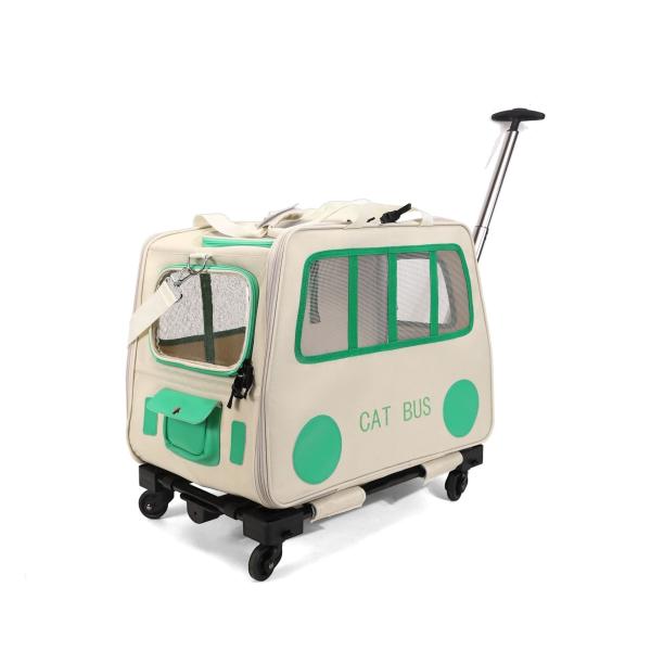 Quality 210D Polyester Bus-Shaped Rolling Pet Carrier for sale