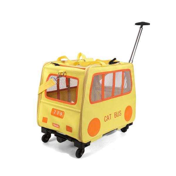 Quality 210D Polyester Bus-Shaped Rolling Pet Carrier for sale