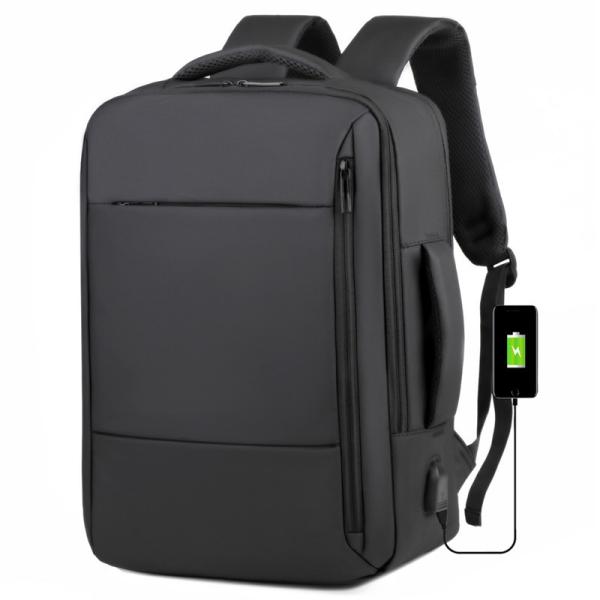 Quality Unisex Fashionable Black Anti-Theft Waterproof Lightweight Laptop Backpack with RFID GPS USB Solar Panel and Materials for sale