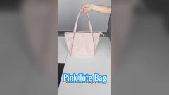 Large Capacity Pink Tote Bag with Smooth Zipper for Work and Daily Carry