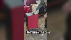 24-Inch Red Spinner Suitcase with Wide Handle and Wet Dry Pocket