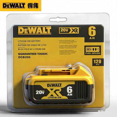 China CE Certificate Lithium Battery Dewalt 20V 6Ah 8000 Cycles DCB206 With Box Package for sale
