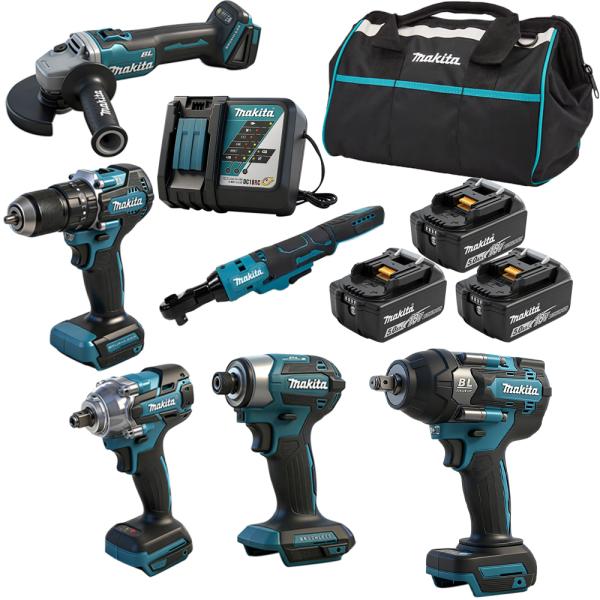 Quality ODM Makita 18V Combo Kit 6in1 With Charger ANGLE GRINDER Circular Saw Impact Drill for sale