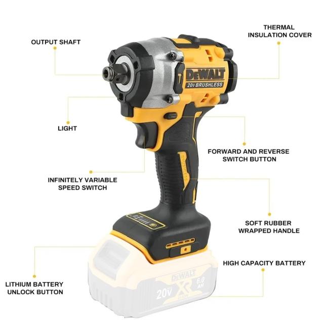 DEWALT 20V Cordless Impact Wrench - Front View