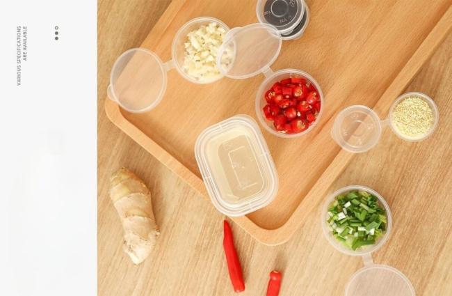 Disposable PP Sauce Cup Sealed Souce Cup Take out Round or Square Transparent Plastic Sauce Cup, Separate Cup