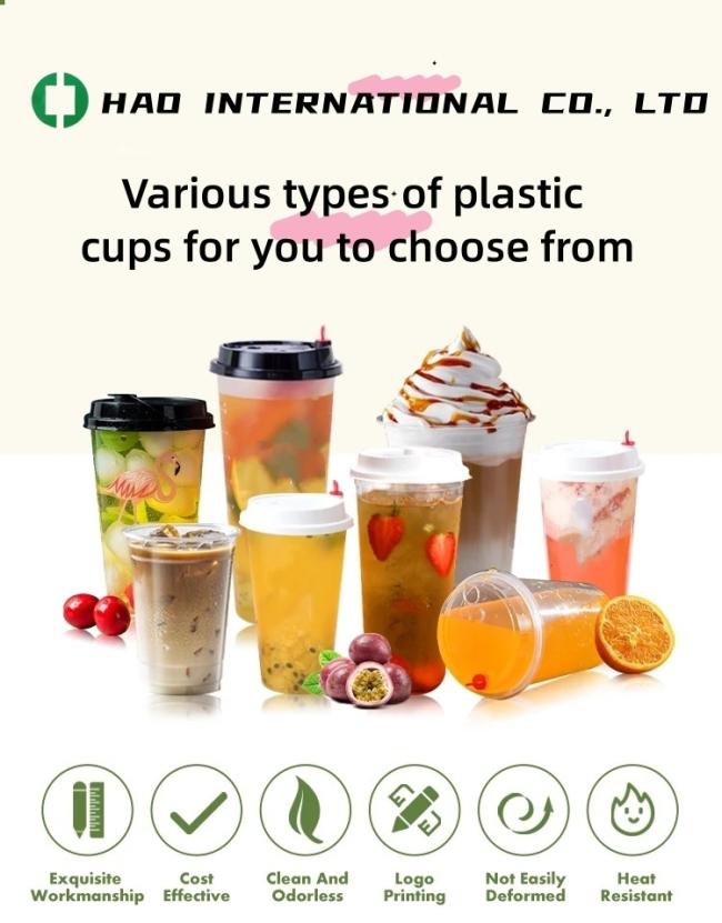 Wholesale Customized 500/750/1000ml Disposable Cold Drinking Clear Plastic Cup