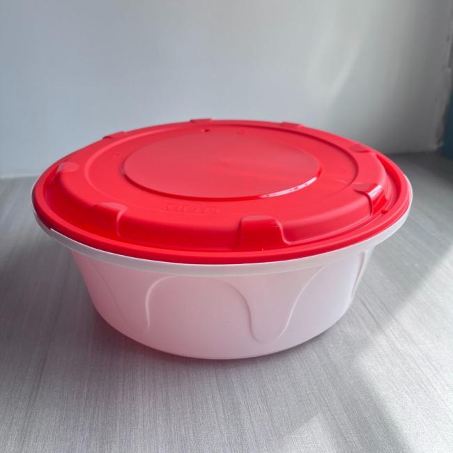 PP Plastic Food Container for Noodle Soup Plastic Bowl with Lid 2000ml Disposable Round