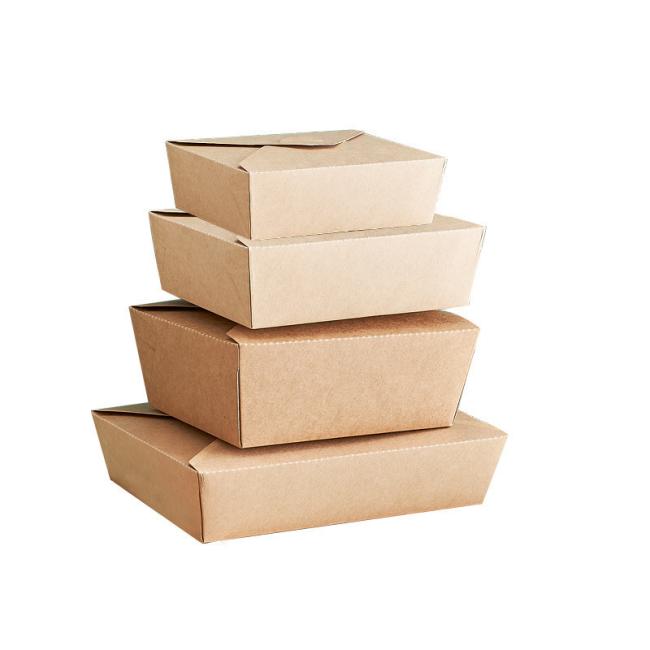 Various Size Take Away Lunch Box Disposable Take out Brown Kraft Paper Fast Food Container