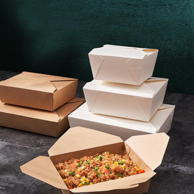 Various Size Take Away Lunch Box Disposable Take out Brown Kraft Paper Fast Food Container