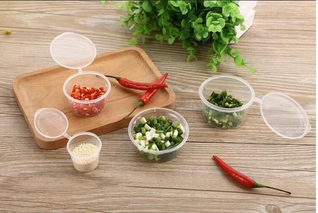 Disposable Transparent Sealed Plastic Cup Juice Sauce Seperare Cup with Lid Packaging Box