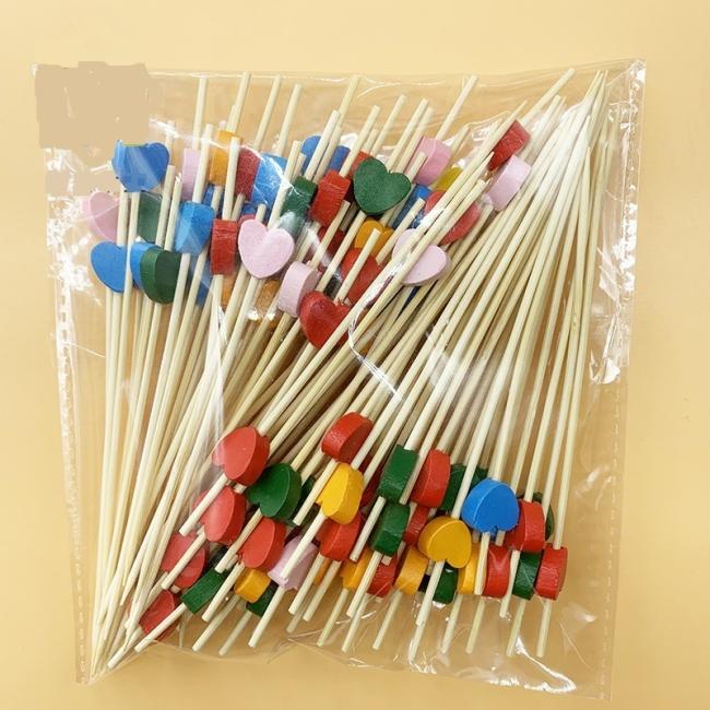 Disposable Biodegradable 12 Cm Natural Bamboo Fruit Fork Cocktail Sticks Creative Bamboo Sticks