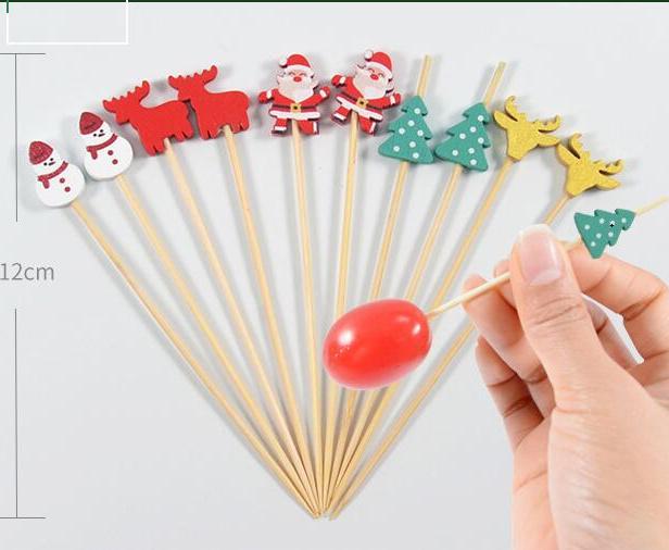 Disposable Biodegradable 12 Cm Natural Bamboo Fruit Fork Cocktail Sticks Creative Bamboo Sticks