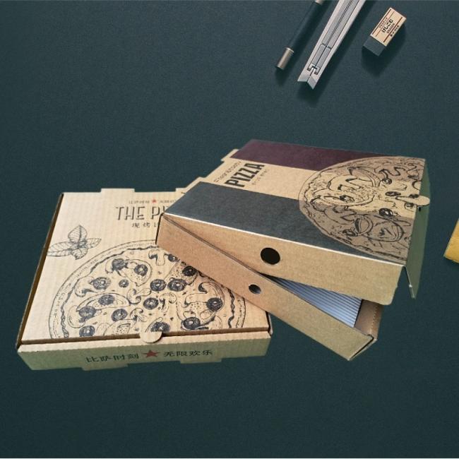 Eco Friendly New Style Custom Logo Elegant Brown Kraft Pizza Box