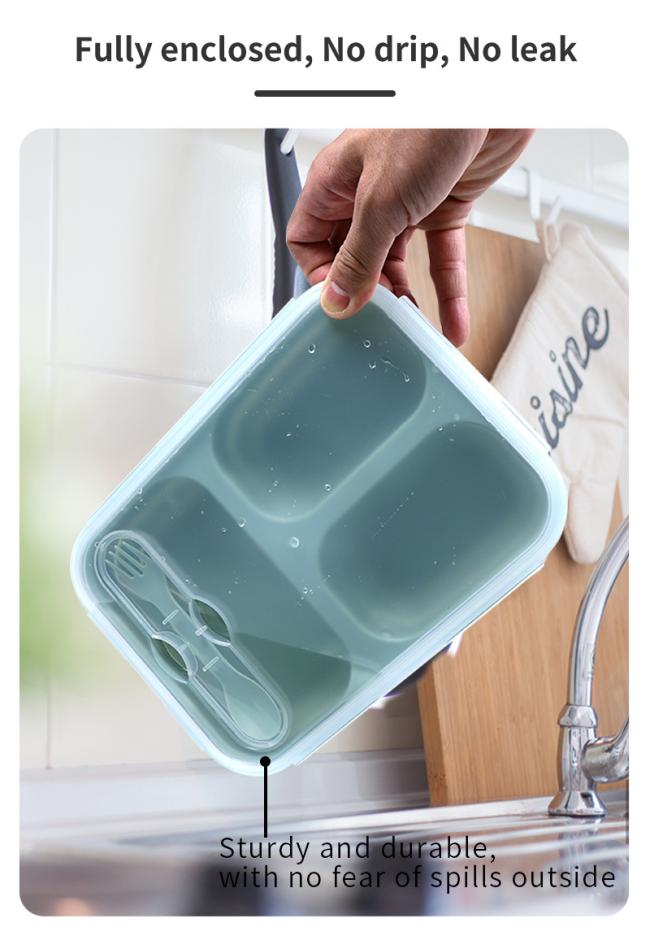 3 Compartment Silicon Bento Leakproof School Children Kid Silicone Bento Lunchbox Lunch Box with Lid