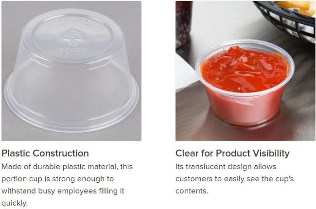 Leak-Resistant Sauce Cups with Lids Black/Clear Plastic Hot Sale Disposable Portion Cup