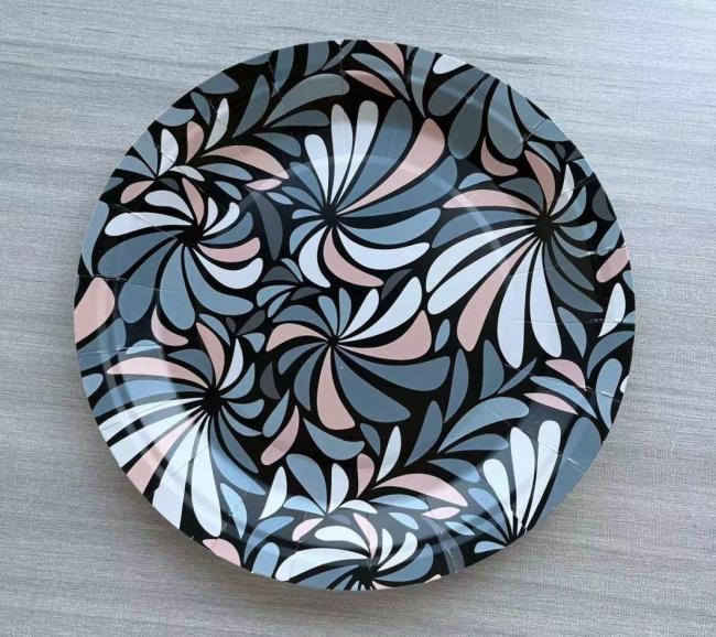 Disposable Plate Eco-Friendly Party Decoration 7inch Customizable Round Colourful Halloween Decorated Party Paper Plate