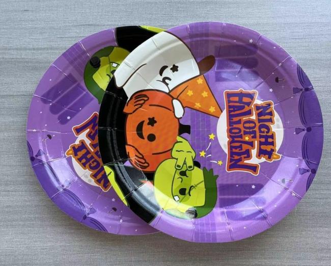 Degradable Disposable Paper Plate 7inch Customizable Home Barbecue Tableware Catering Cake Plate Party Plate
