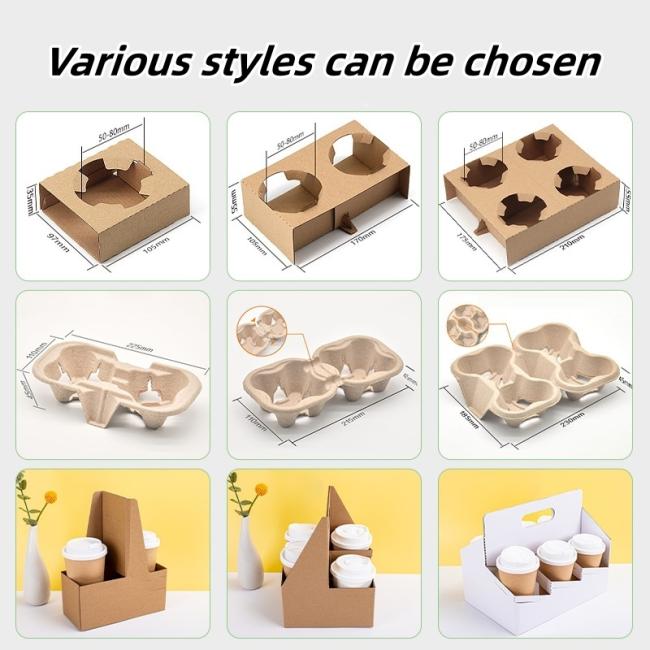 Corrugated Cardboard Box Coffee Drink 2 4 Cup Holder Tray Cup Carrier Paper Cup Holders