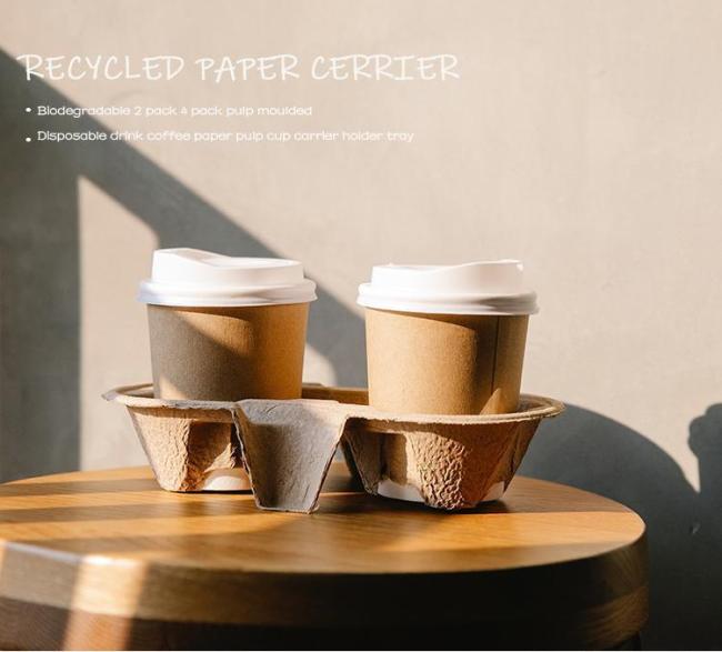 Disposable Cup Holder for Hot or Cold Drinks 2cups 4 Cups Drink Carrier with Handle Paperboard Coffee Cup Holder