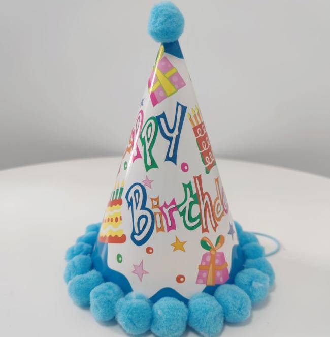New Children&prime;s Birthday Hat Party Supplies Colorful Red Creative Triangular Hat Hairball Birthday Hat Party Hat Adult Hat
