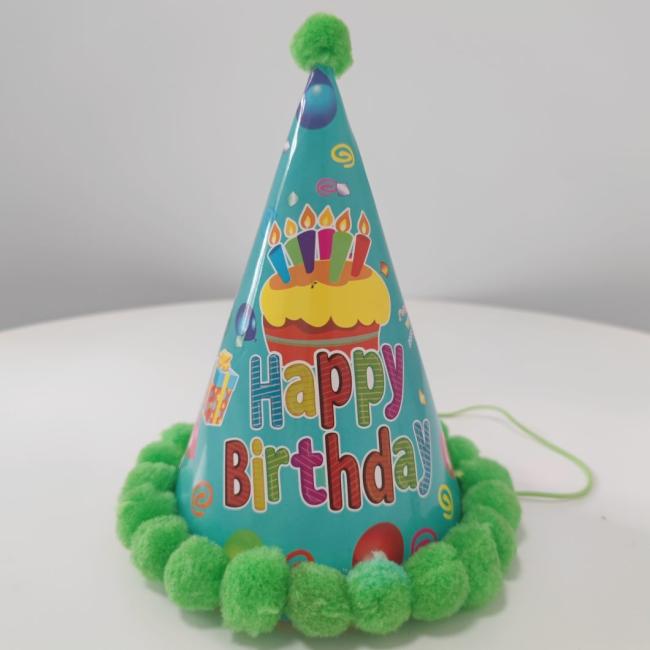 New Children&prime;s Birthday Hat Party Supplies Colorful Red Creative Triangular Hat Hairball Birthday Hat Party Hat Adult Hat