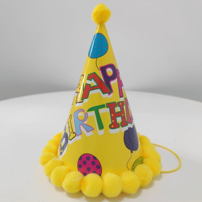 New Children&prime;s Birthday Hat Party Supplies Colorful Red Creative Triangular Hat Hairball Birthday Hat Party Hat Adult Hat