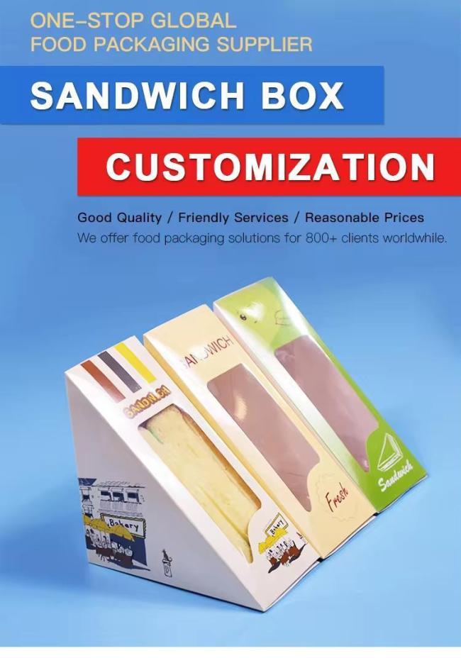 Custom Printing Disposable Paper Packaging Sandwich Box Kraft Paper Triangle Sandwich Packaging Boxes