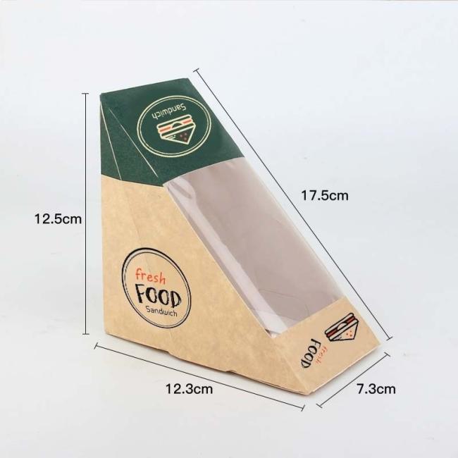 Custom Printing Disposable Paper Packaging Sandwich Box Kraft Paper Triangle Sandwich Packaging Boxes