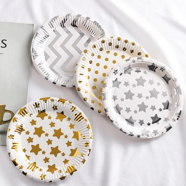 Wholesale Cheap Compostable Biodegradable Paper Plates Disposable Custom Halloween Party Paper Plates Gold Paper Plate