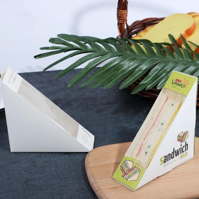 Triangular Disposable Transparent Window Breakfast Bread Dessert Packaging Sandwich Paper Box