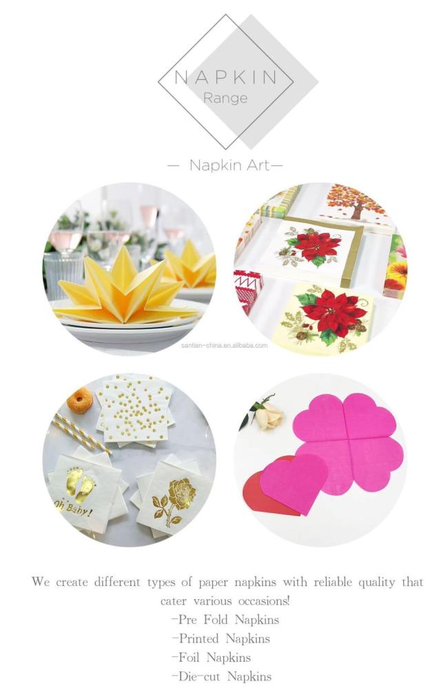 Custom Quality Floral Print Disposable Salmon Color Decoupage Paper Napkins Paper