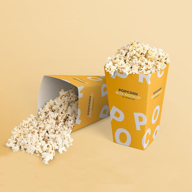 Environmentally Friendly Custom Logo Disposable Pop Corn Packaging Boxes Party Fast Food Foldable Popcorn Paper Box
