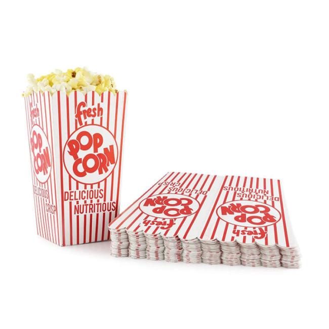 Environmentally Friendly Custom Logo Disposable Pop Corn Packaging Boxes Party Fast Food Foldable Popcorn Paper Box