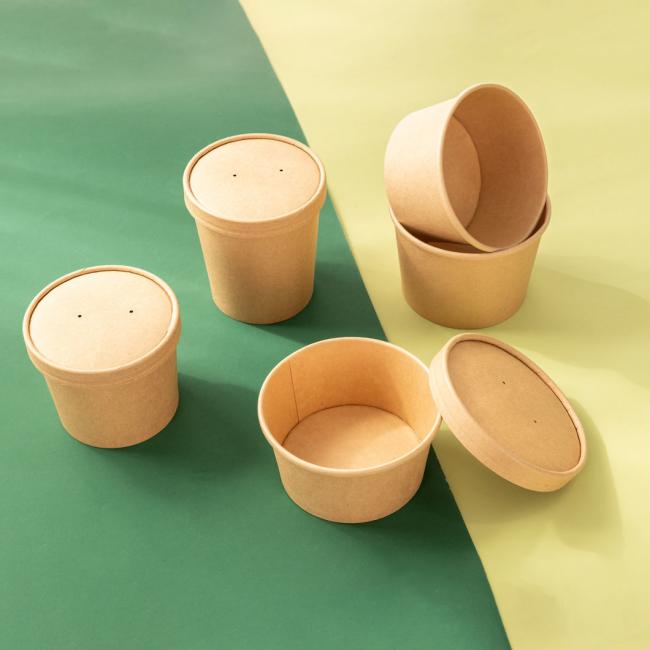 Eco-Friendly Biodegradable 12oz Kraft Paper Soup Bucket