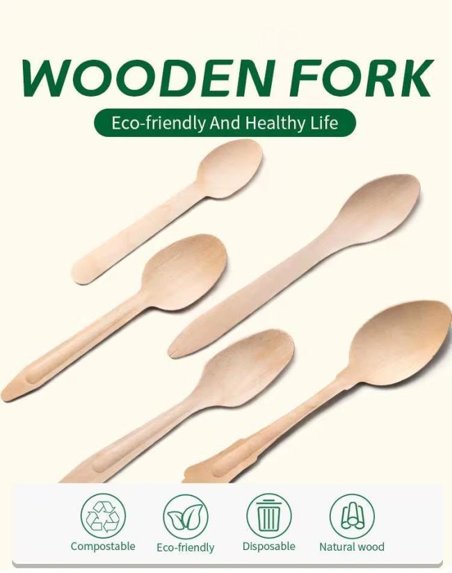 Eco-Friendly Tasting Disposable Spoon Wooden Spoon 110mm Natural Small Round Spoon for Ice Cream