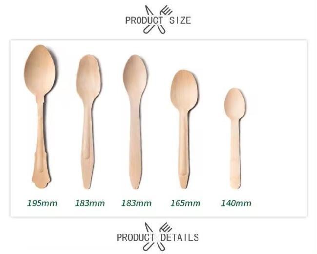 Disposable Wooden Cutlery Forks Spoon Knife Disposable Cutlery for Fast Food Biodegradable Spoon Fork Knife