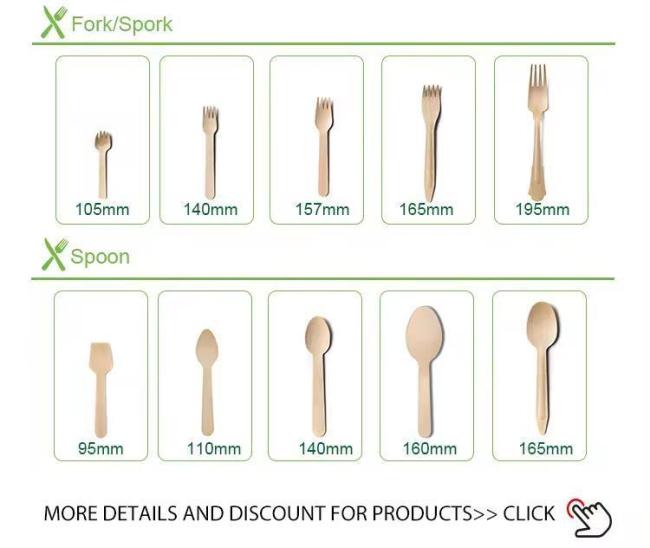Disposable Wooden Cutlery Forks Spoon Knife Disposable Cutlery for Fast Food Biodegradable Spoon Fork Knife