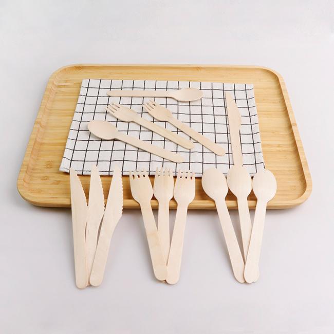 Disposable Wooden Cutlery Forks Spoon Knife Disposable Cutlery for Fast Food Biodegradable Spoon Fork Knife