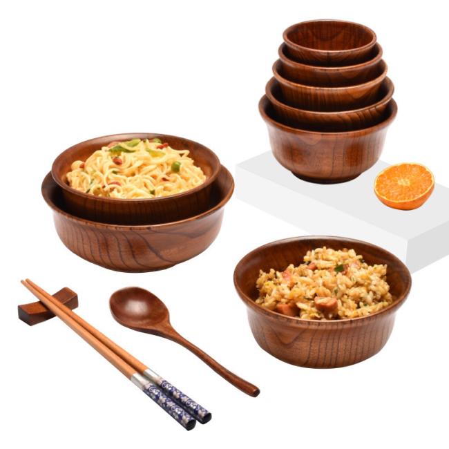 Reusable Eco Friendly Wooden Bowl/ Noddle Bowl/ Salad Bowl