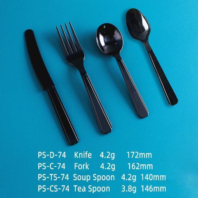 Plastic Cutlery PS PP Knife Spoon Fork Napkin Tableware Set Disposable Factory Customized Color Packing