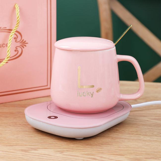 Ceramic Mug Warmer Coaster Automatic Heating Coasters Gift Box