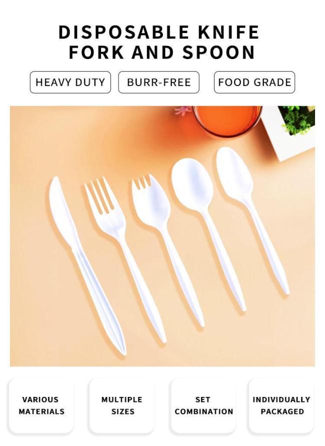 Hot Sale Disposable Swan Yellow with Dessert Fork and Spoon Plastic Disposable Spoon&Fork for Cake and Dessert